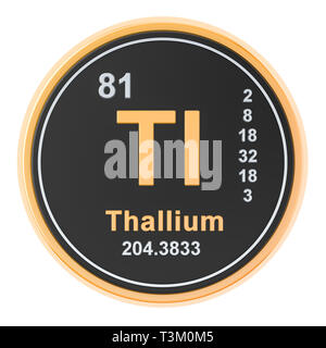 Thallium Tl, chemical element. 3D rendering isolated on black ...