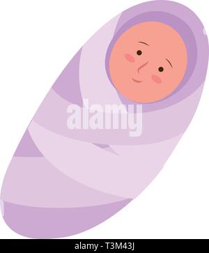 baby wrapped in blanket avatar cartoon character black and white vector ...