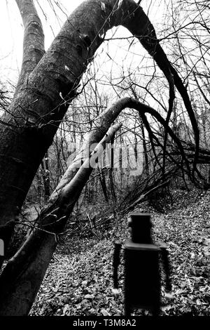 A character in an alien landscape, future scape abstract science ...