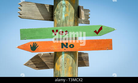 Street Sign to Yes versus No Stock Photo - Alamy