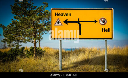 Street Sign Heaven versus Hell Stock Photo - Alamy