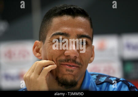 Napoli's Allan Marques Loureiro during the press conference at Emirates ...