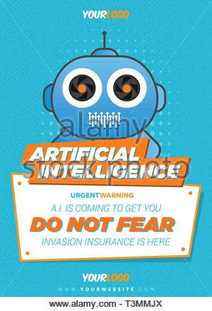 Robot technology brochure template. Futuristic manufacturing. Flyer ...