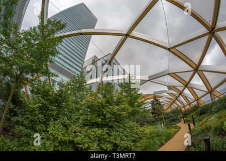 Crossrail Place Rooftop Gardens, Canary Wharf, London Stock Photo - Alamy