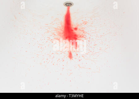 Splashes of blood dripping into the sink in the bathroom Stock Photo ...