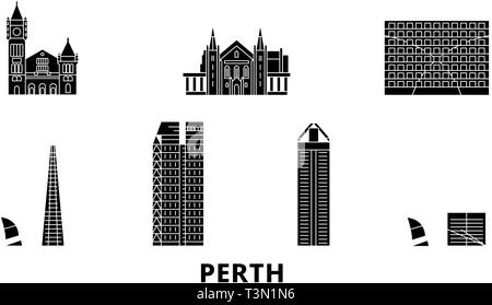 Australia, Perth flat landmarks vector illustration. Australia, Perth ...