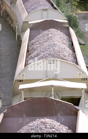 Loading onto train at Hanson Aggregates at Machen Quarry in Newport ...