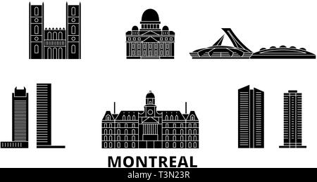 Canada, Montreal flat landmarks vector illustration. Canada, Montreal ...
