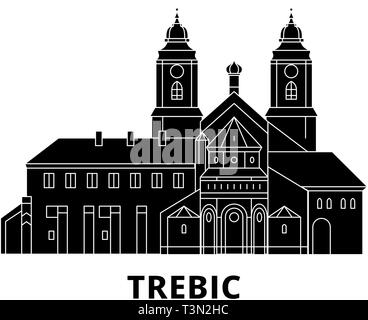 Czech Republic, Trebic city skyline isolated vector illustration, icons ...
