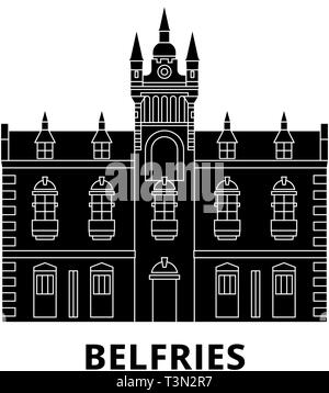France, Belfries flat landmarks vector illustration. France, Belfries ...