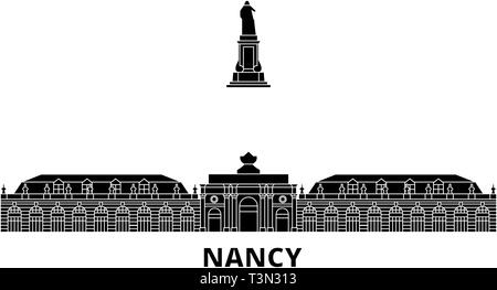 France, Nancy Landmark city skyline isolated vector illustration, icons ...