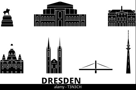 Germany, Dresden flat landmarks vector illustration. Germany, Dresden ...