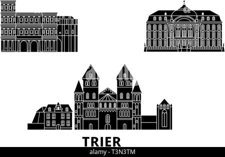 Germany, Trier flat landmarks vector illustration. Germany, Trier line ...