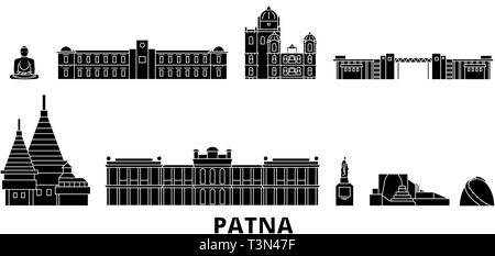 India, Patna flat landmarks vector illustration. India, Patna line city ...