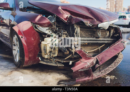 Car accident showing rear end damage to a compact car Stock Photo - Alamy