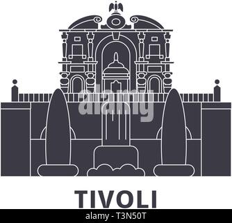 Italy, Tivoli flat landmarks vector illustration. Italy, Tivoli line ...