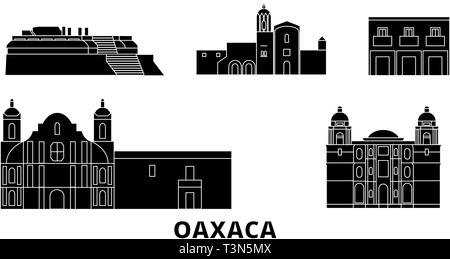 Mexico, Oaxaca flat landmarks vector illustration. Mexico, Oaxaca line ...