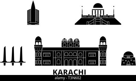 Karachi Pakistan city skyline vector silhouette illustration Stock ...