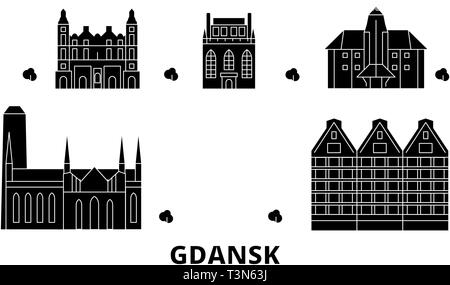 Poland, Gdansk tourism landmarks, vector city travel illustration Stock ...