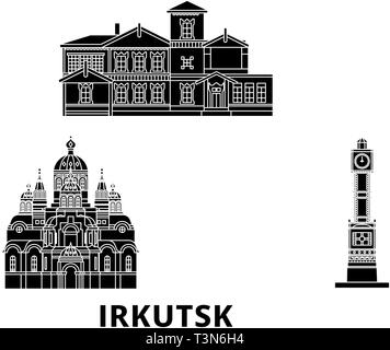 Russia, Irkutsk tourism landmarks, vector city travel illustration ...