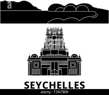 Seychelles tourism landmarks, vector city travel illustration Stock ...