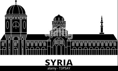 Syria tourism landmarks, vector city travel illustration Stock Vector ...