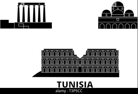 Tunisia tourism landmarks, vector city travel illustration Stock Vector ...