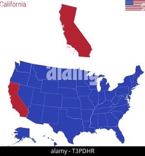 Map of the United States with California highlighted Stock Vector Image ...