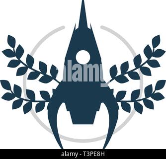 rocket spaceship launch planets emblem vector illustration Stock Vector ...
