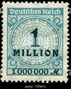 Very high value postage stamps from the German hyperinflation period ...