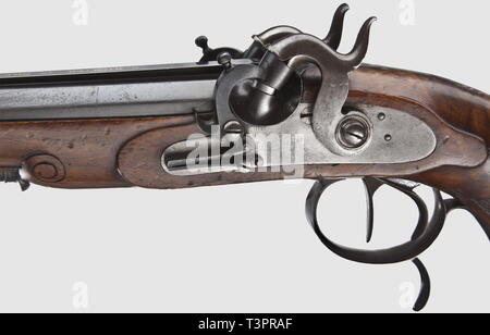 Small arms, pistols, double-barrelled flintlock pistol, calibre 12 mm ...