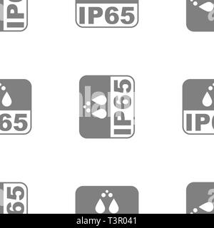 IP65 protection certificate standard icon. Water and dust or solids ...