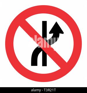 Prohibit Changing Lane, Do Not Go Right, No Change Traffic Lanes To The ...