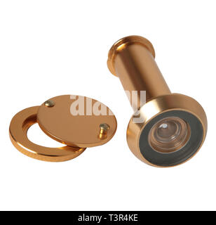 Classic door peephole isolated on white background. Peephole on white ...