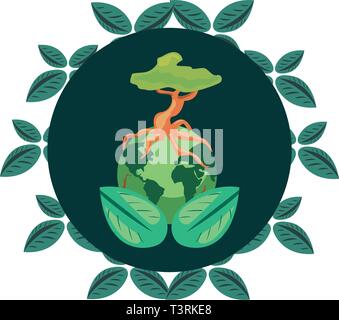 Save Our Planet Concept With Earth. Arbor Day Greeting for sticker ...