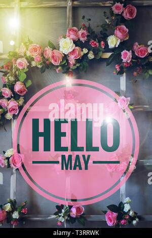 Banner hello may. Welcome picture. New month. Warm month. the month of ...