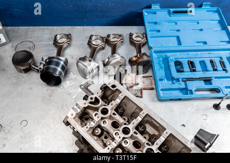 the mechanic opened the locking valve mechanism. Disassemble engine ...