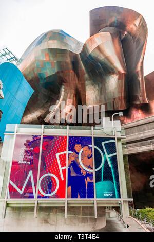 Museum of Pop Culture modern architecture building with the Seattle ...