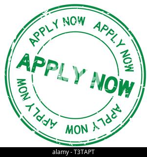 Grunge green apply now word round rubber seal stamp on white background Stock Vector Image & Art ...