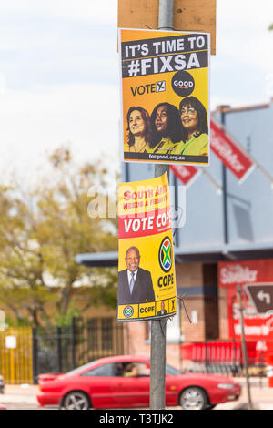 South Africa election posters of political parties on a pole in the ...