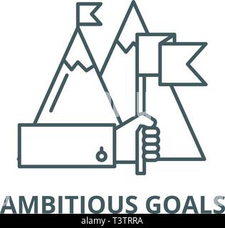 Ambitious goals line icon concept. Ambitious goals flat vector symbol ...