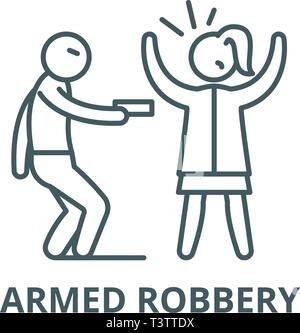 Armed robbery line icon concept. Armed robbery vector linear ...