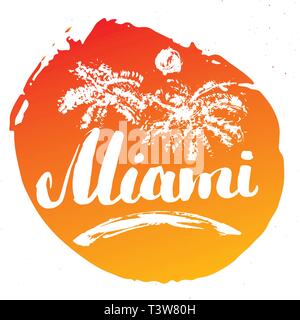Miami Calligraphy lettering handwritten sign, Hand drawn grunge ...