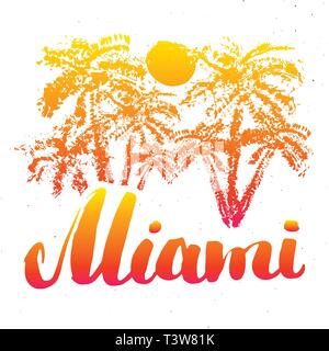 Miami Calligraphy lettering handwritten sign, Hand drawn grunge ...