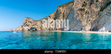 Beach of Liapades, bay of Paleokastritsa, Corfu, Ionian Islands, Greece ...