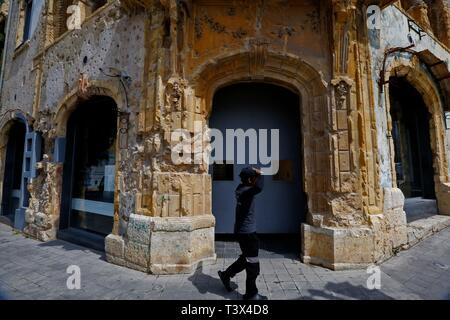 Barakat building, Beirut, Lebanon. This war damaged building is due to ...