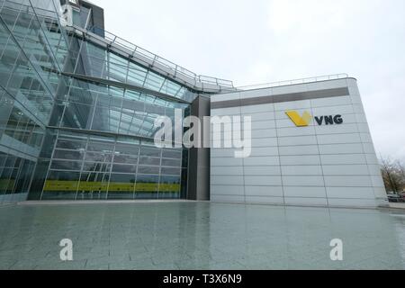 Leipzig, Germany. 12th Apr, 2019. The headquarters of Verbundnetz Gas ...