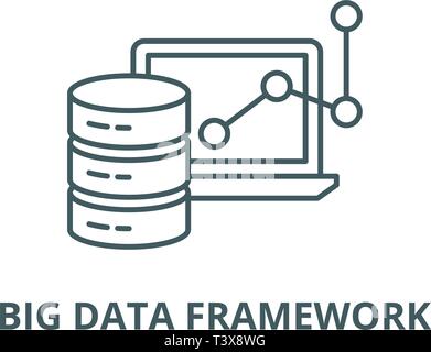 Big data framework line icon concept. Big data framework vector linear illustration, symbol ...