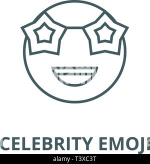 celebrity emoji vector line icon, sign, illustration on white ...