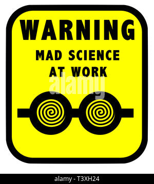 mad scientist laboratory sign yellow black warning illustration Stock ...